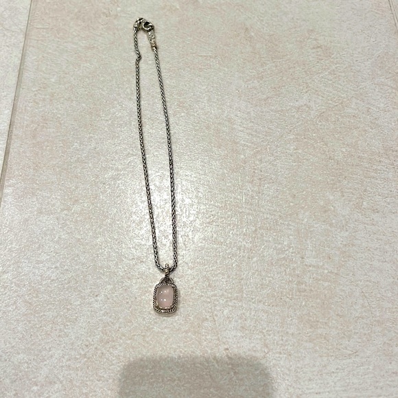 Effy rose quartz sterling silver pendant on chain